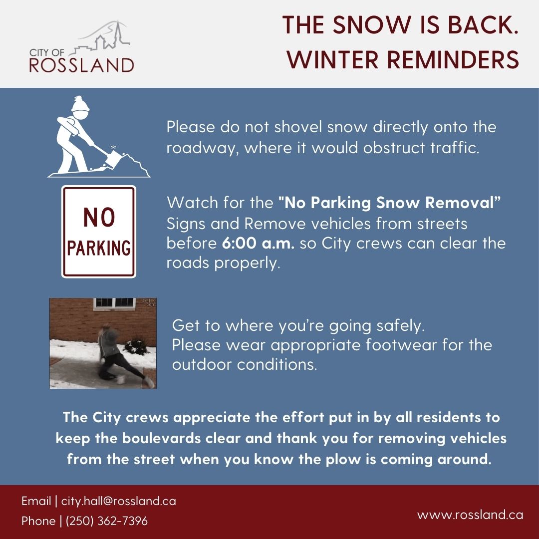 The snow is back.. here are some winter reminders. – Rossland