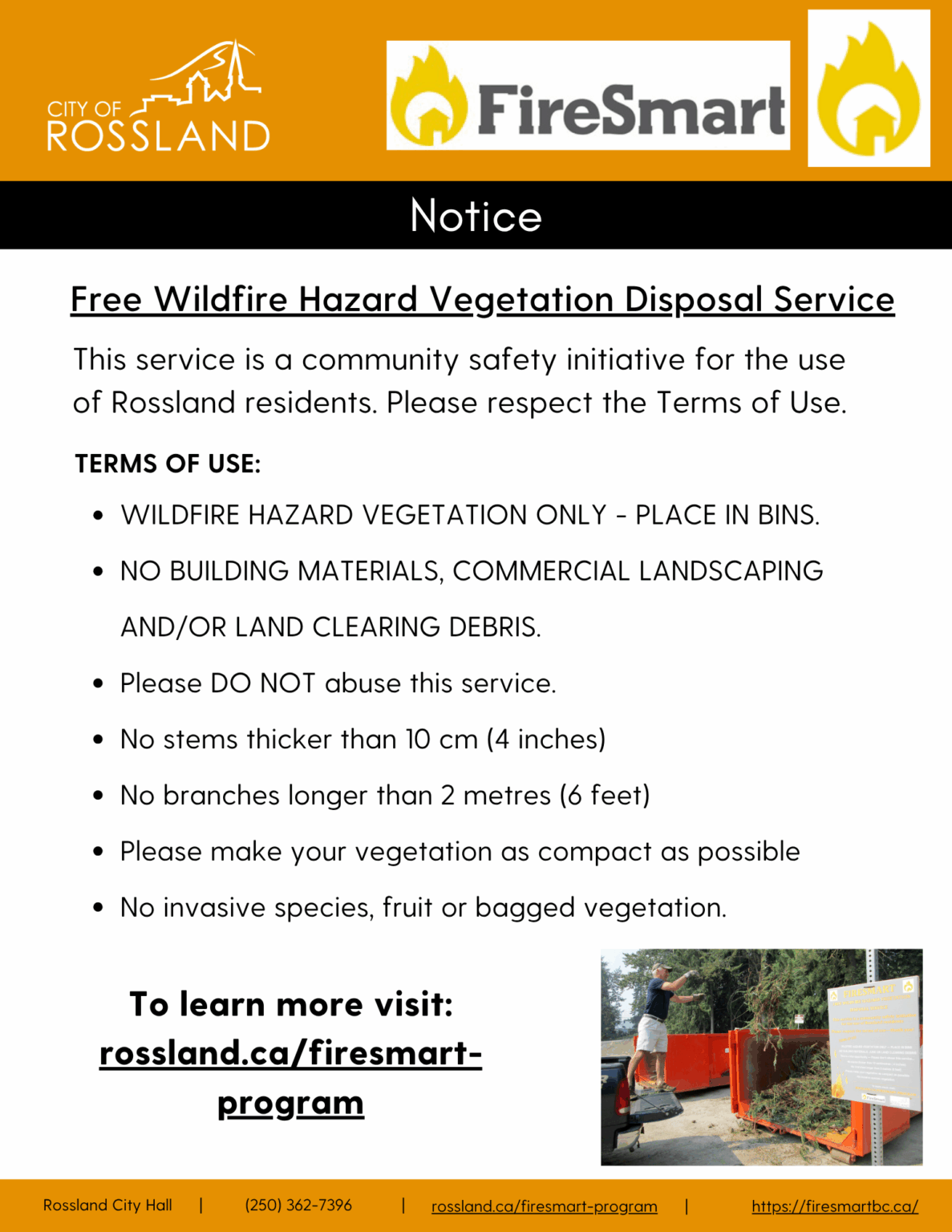 Notice – The Wildfire Hazard Vegetation Disposal Service is returning ...